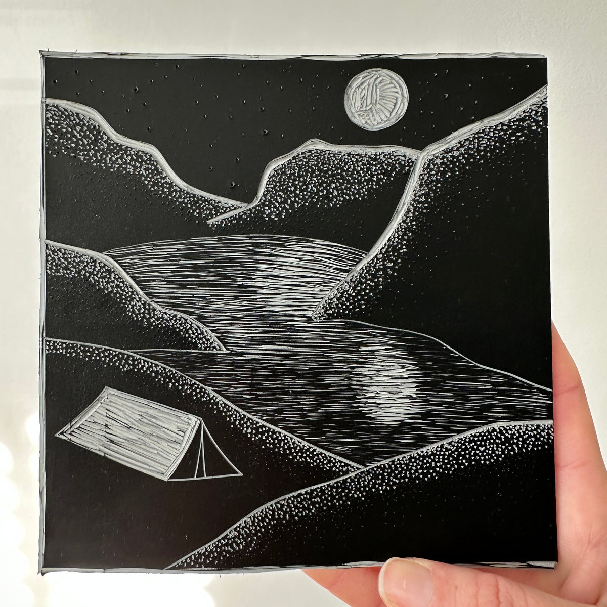 Foggintor Quarry Dartmoor Original Lino Print – The Black Pug Press