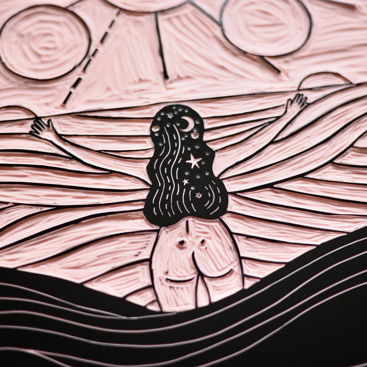 Follow the Sun Wild Swimming Original Lino Print – The Black Pug Press