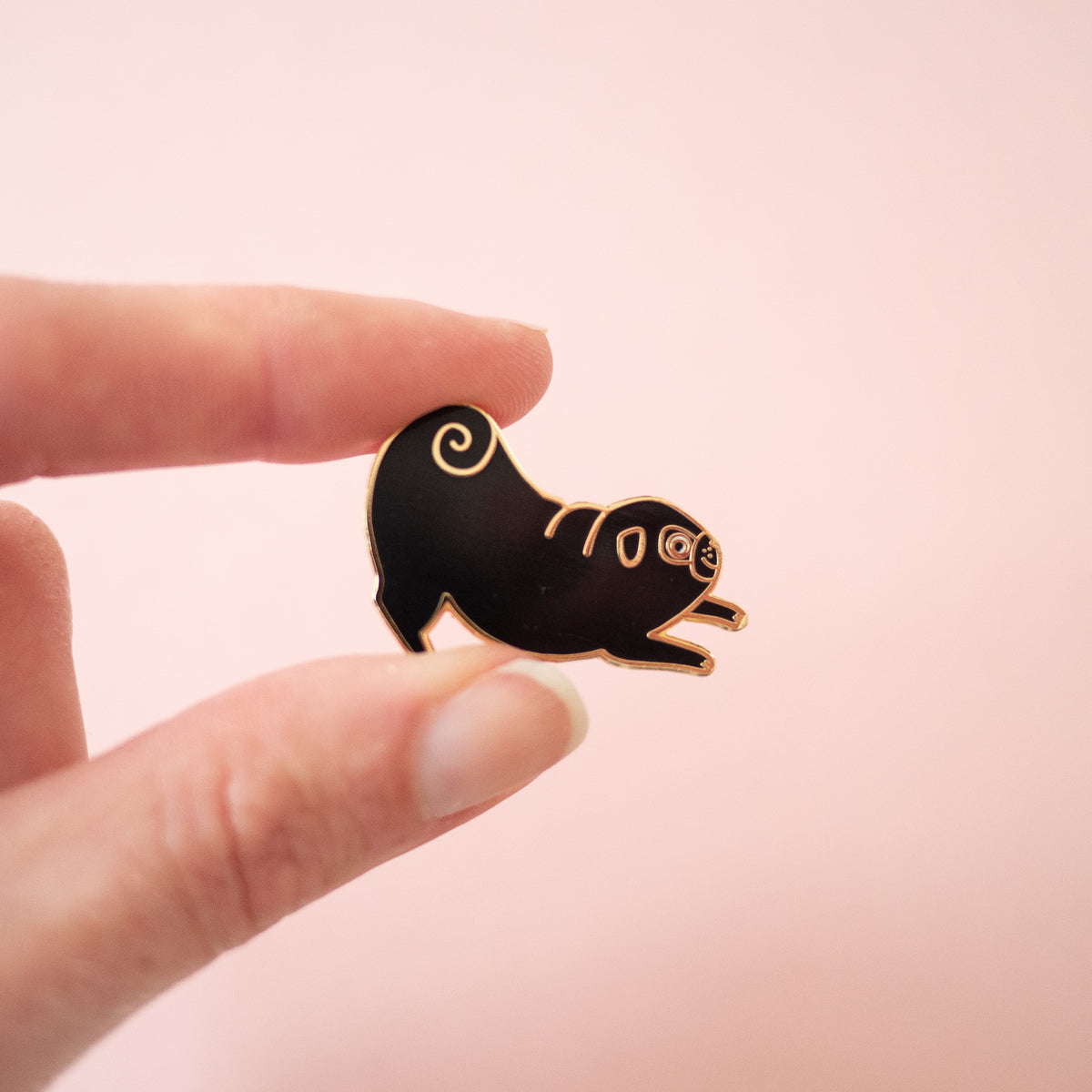 Playful Pug Enamel Pin – The Black Pug Press
