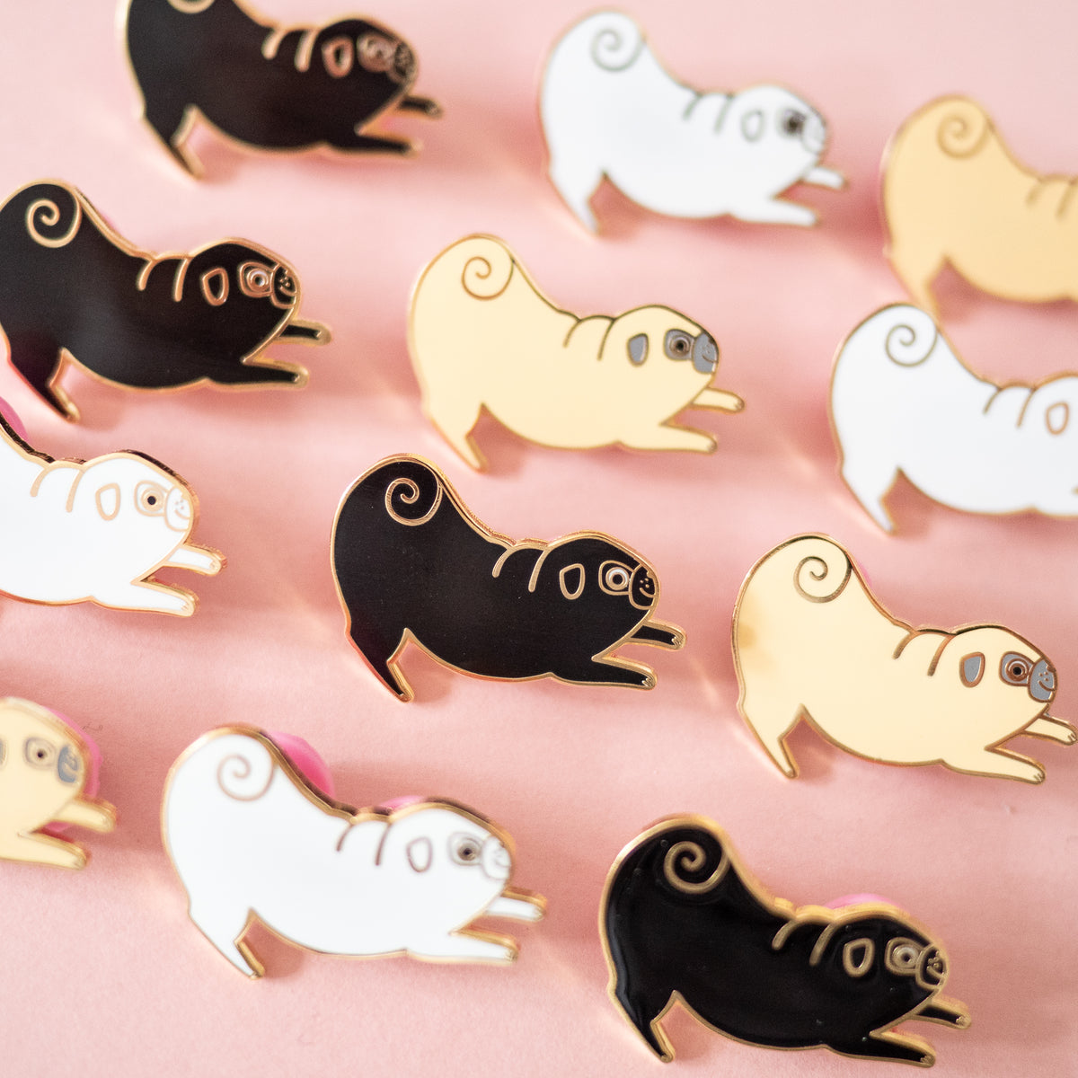 Playful Pug Enamel Pin – The Black Pug Press