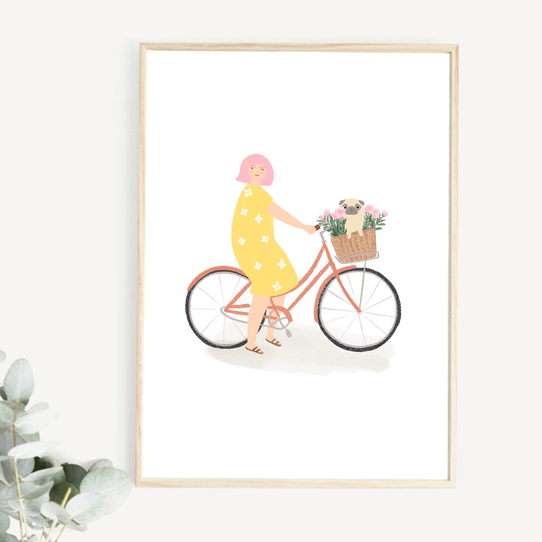 Pugs & Peonies A4 Print – The Black Pug Press