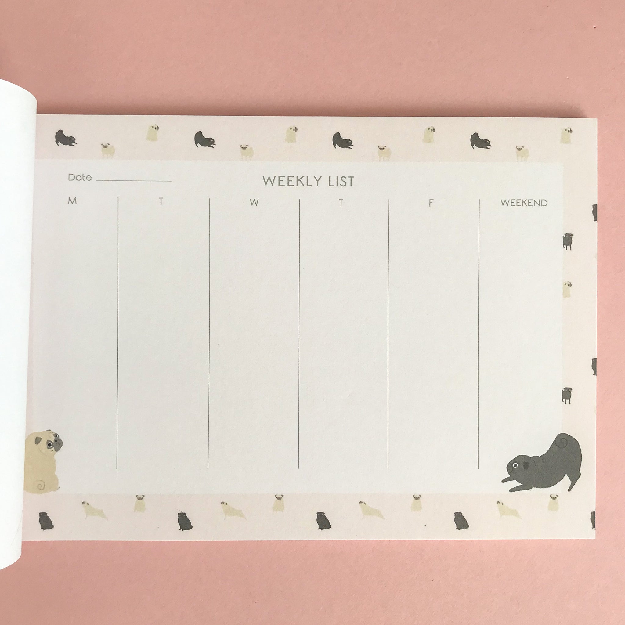 Pug Print Weekly Planner - SECONDS – The Black Pug Press