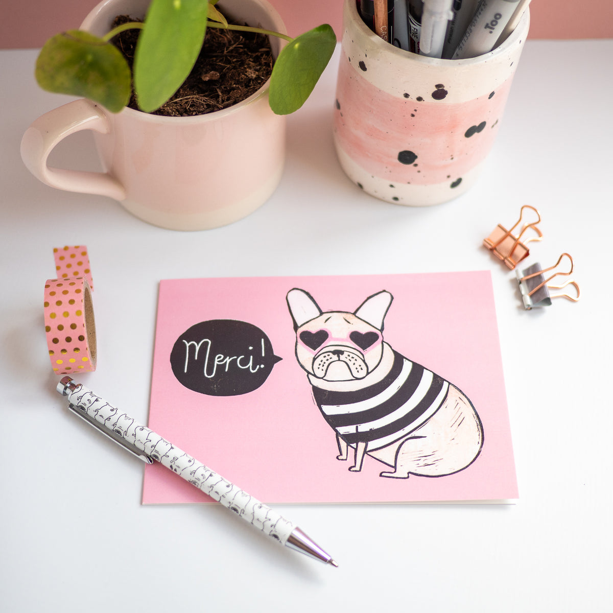 Merci French Bulldog Thank You Card – The Black Pug Press