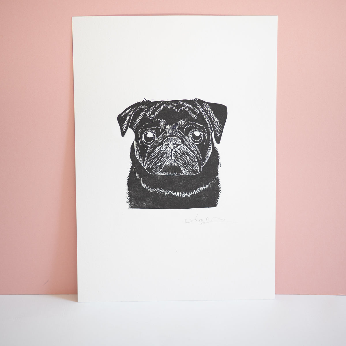 Black Pug A4 Lino Print – The Black Pug Press